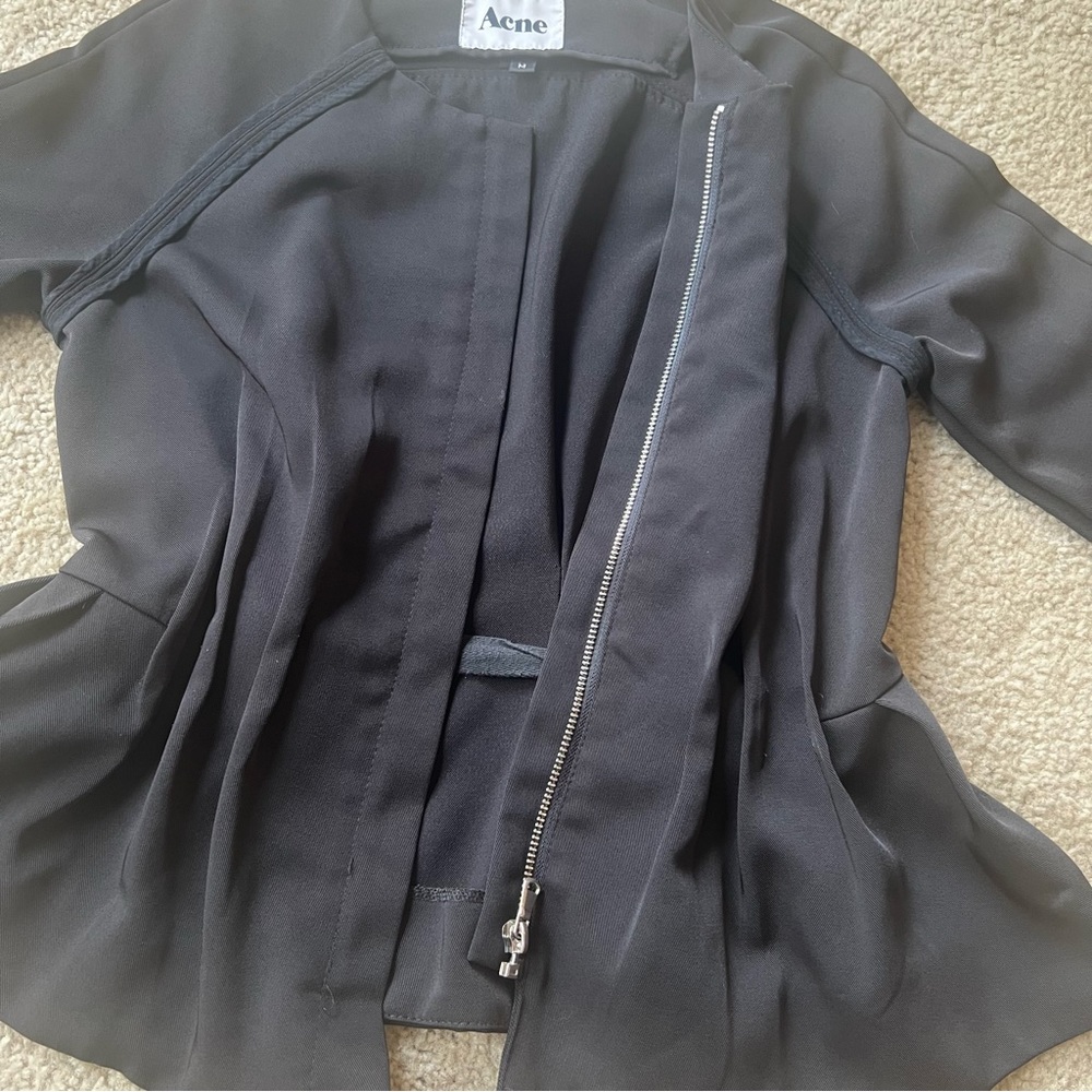 Vintage 90s Acne (Original Era Label) Black Zip Front… - Gem
